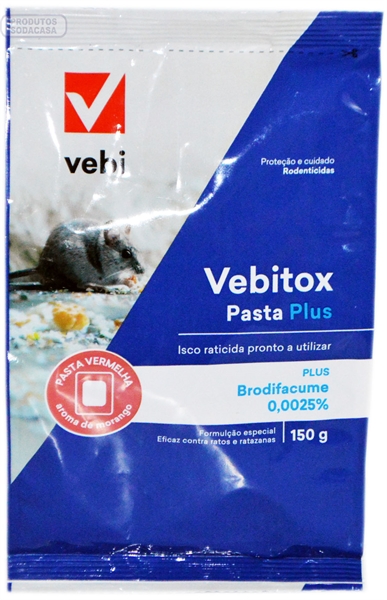 AMCCUNHA - RATICIDA VEBITOX PASTA PLUS VERMELHA 150 GR (cx54)
